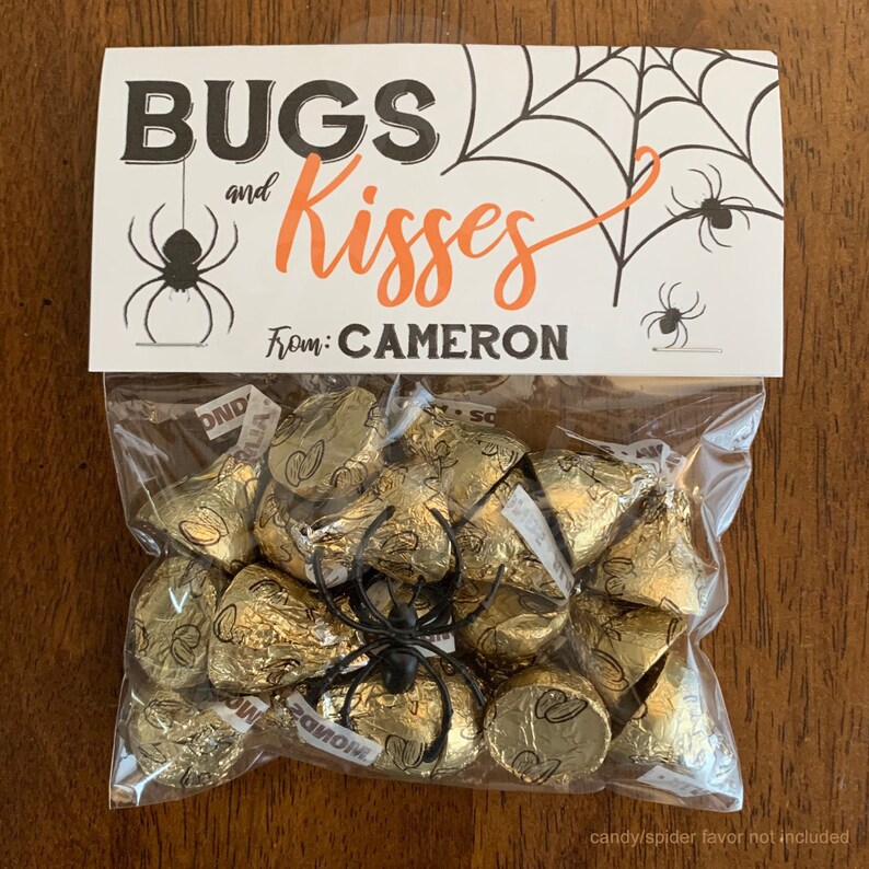 Personalized Halloween Treat Tags Bugs and Kisses Gift Tags - Etsy