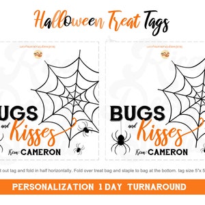 Personalized Halloween Treat Tags Bugs and Kisses Gift Tags Trick or ...