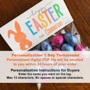 Personalized Happy EASTER Treat Tags Easter Bunny Holiday Gift Favor ...