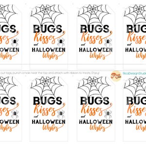 Personalized Halloween Treat Tags: Bugs & Kisses Design (digital ...