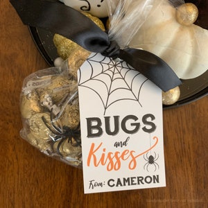 Custom Halloween Favor Tags Bugs and Kisses Gift Tags Trick or Treat ...