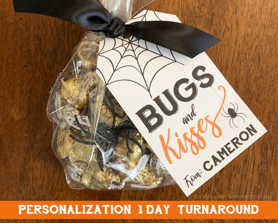 Custom Halloween Favor Tags Bugs and Kisses Gift Tags Trick or Treat ...