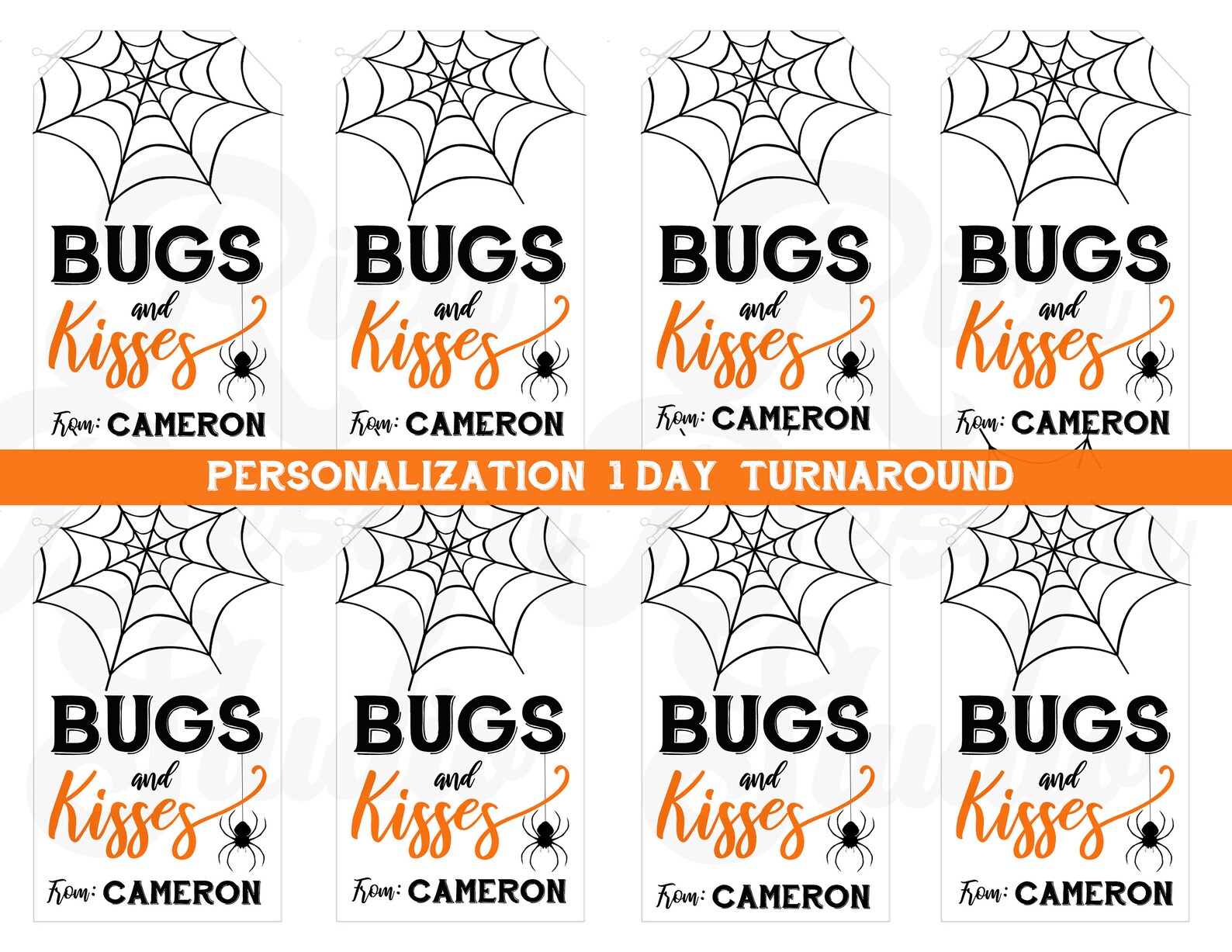 Custom Halloween Favor Tags Bugs and Kisses Gift Tags Trick or Treat ...