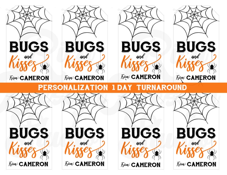 Custom Halloween Favor Tags Bugs and Kisses Gift Tags Trick or - Etsy