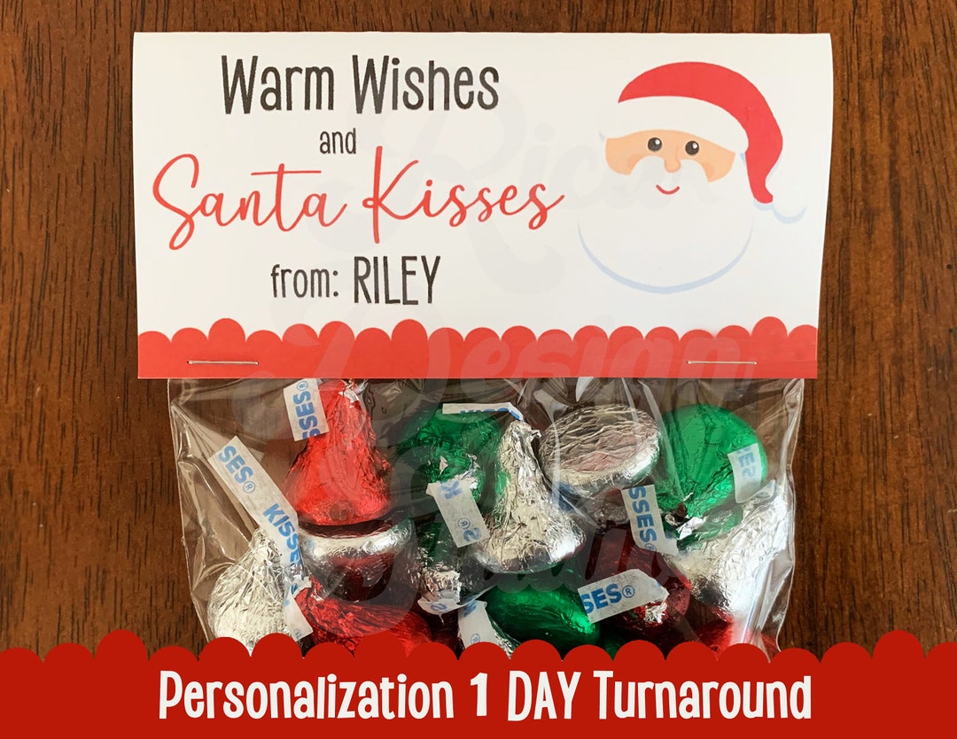 Personalized Christmas Treat Tags SANTA Kisses Holiday Favor Gift Tags ...