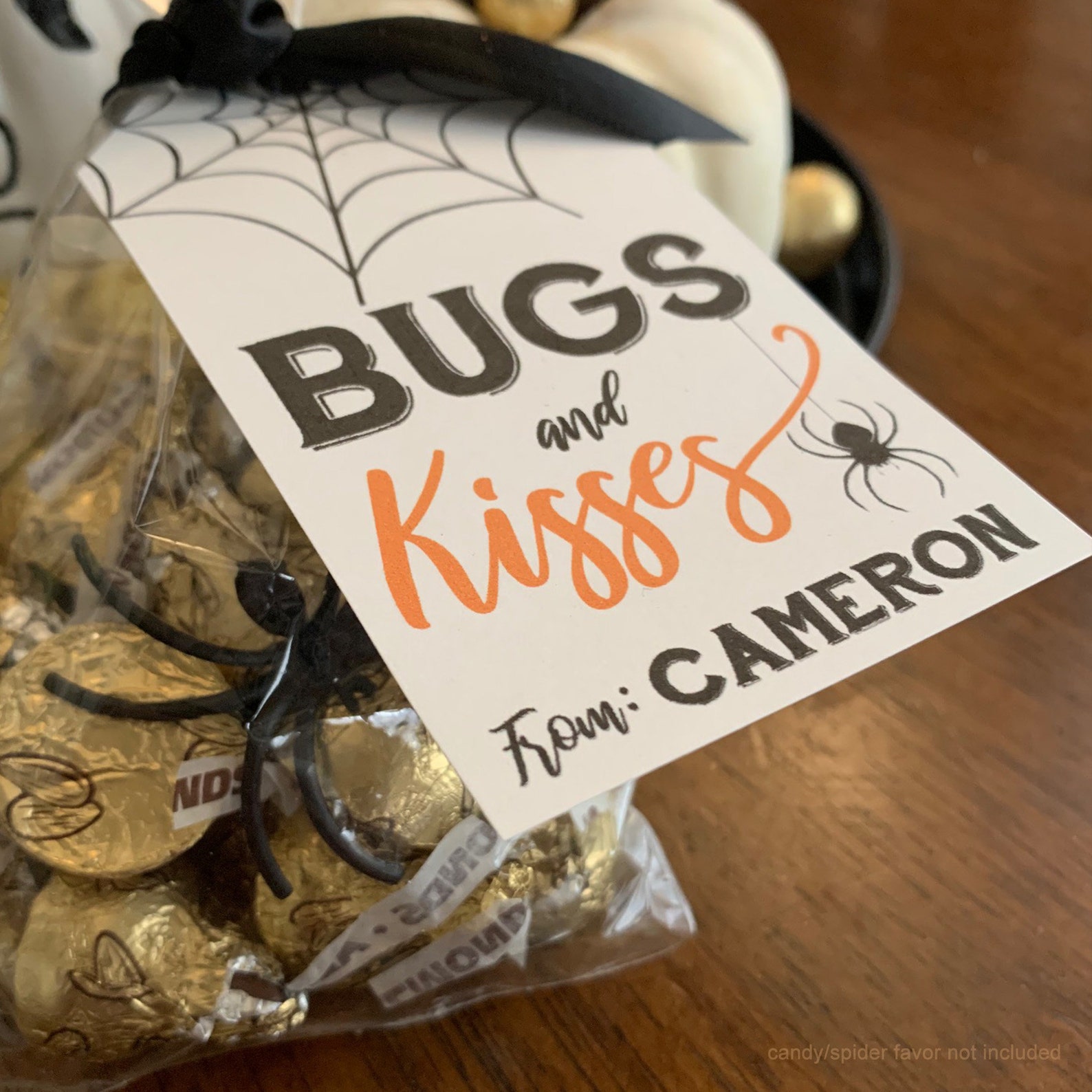 Custom Halloween Favor Tags Bugs and Kisses Gift Tags Trick or - Etsy