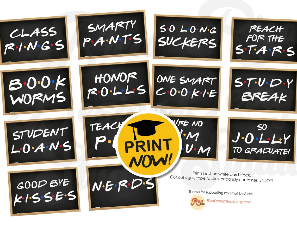 Graduation Candy Bar Signs Printable Friends Graduation - Etsy