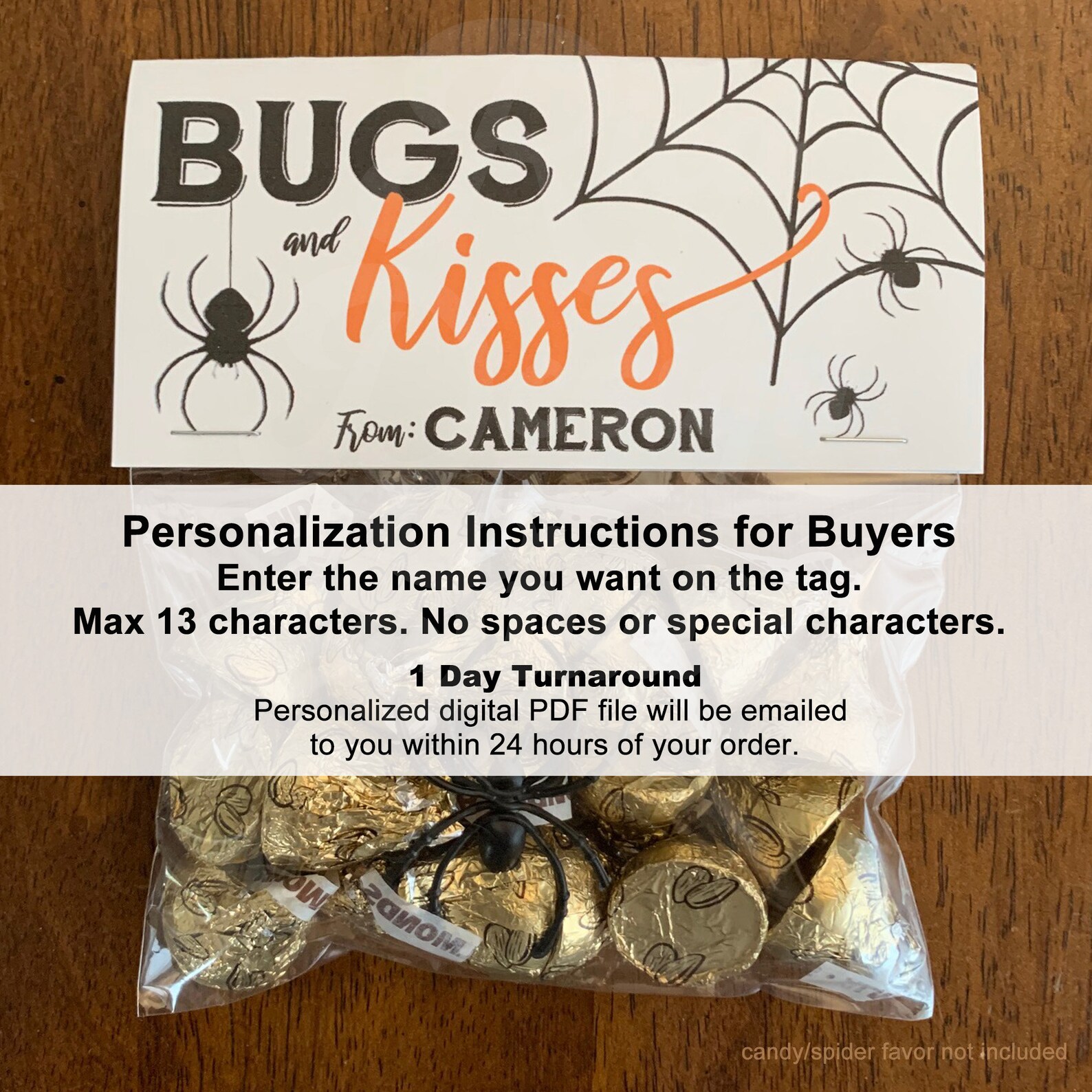 Personalized Halloween Treat Tags Bugs and Kisses Gift Tags Trick or ...
