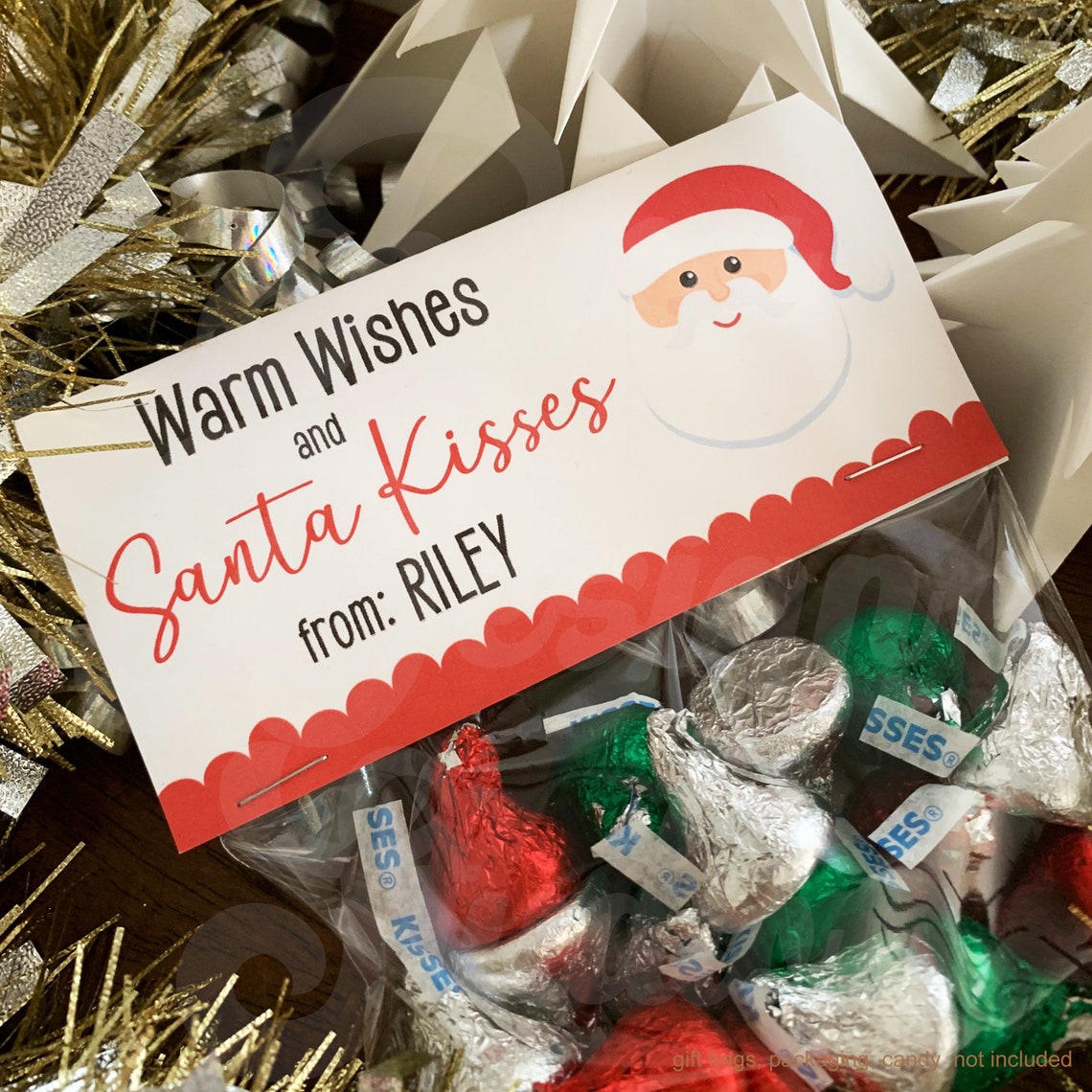 Personalized Christmas Treat Tags SANTA Kisses Holiday Favor | Etsy