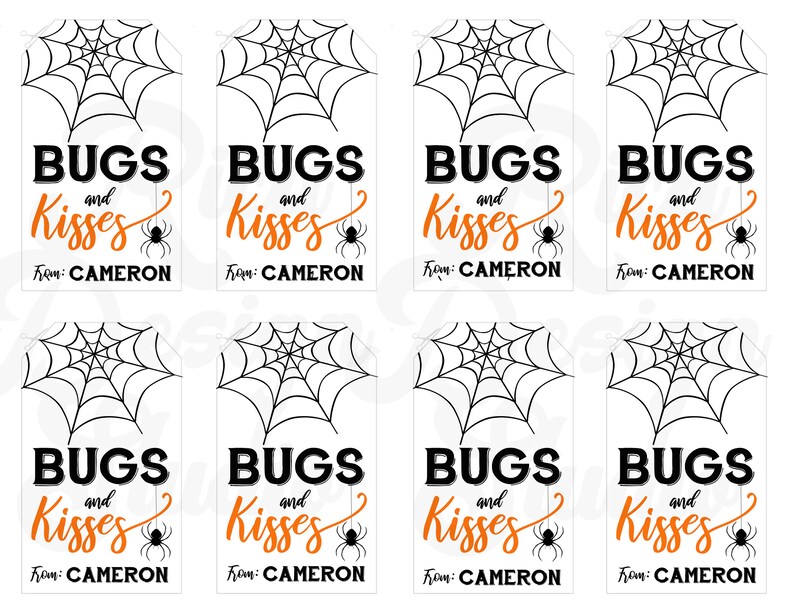 Custom Halloween Favor Tags Bugs and Kisses Gift Tags Trick or - Etsy