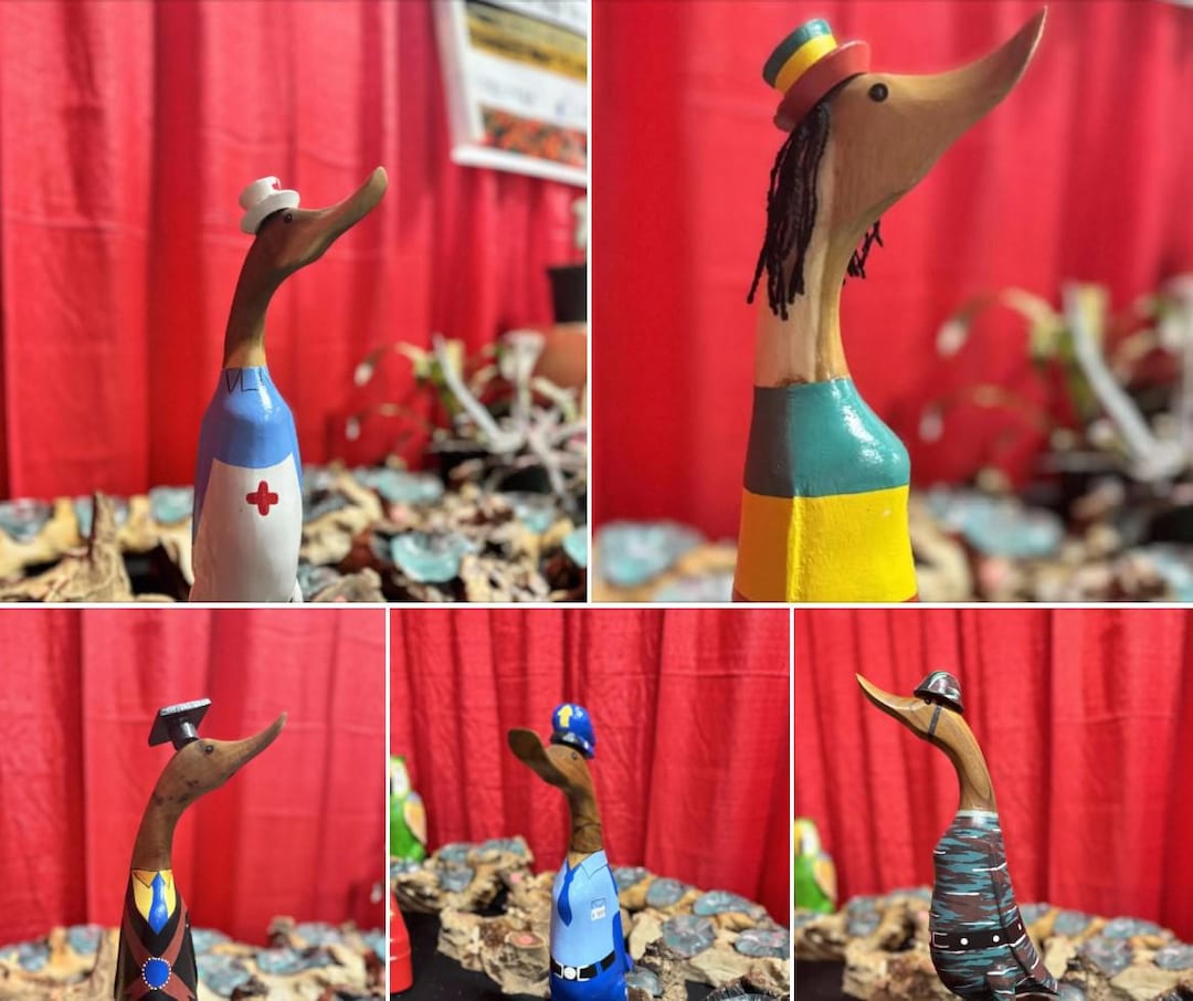 Handcrafted, Hand Painted Wooden Duck, NURSE, POLICE, Soldier, FIREMAN ...