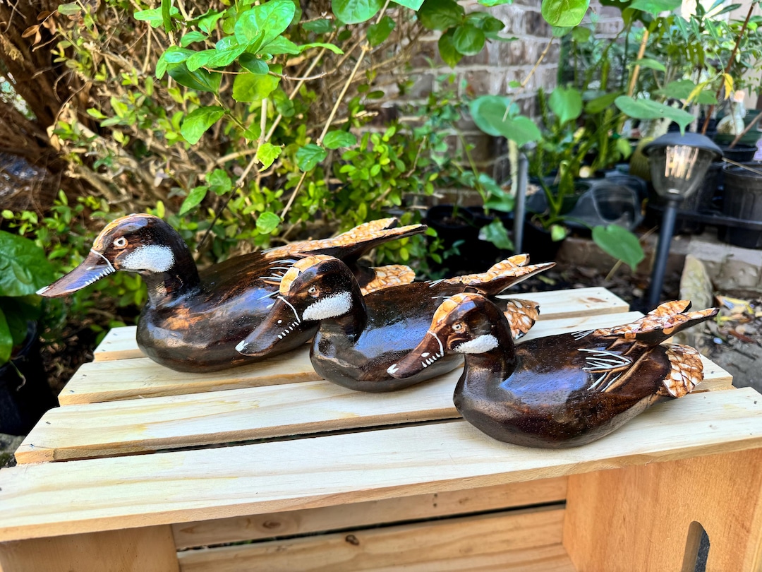 Hands Carved, Hand Painted, Wooden Ducks 3 Pcs Set, for Home Decoration ...
