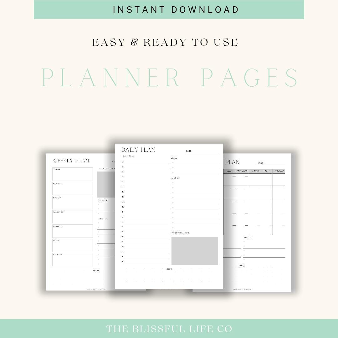 Printable Planner Bundle Daily, Weekly, & Monthly Options Minimalist ...