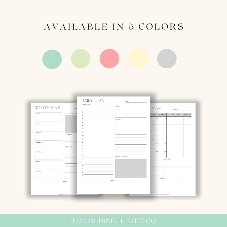 Printable Planner Bundle Daily, Weekly, & Monthly Options Minimalist ...
