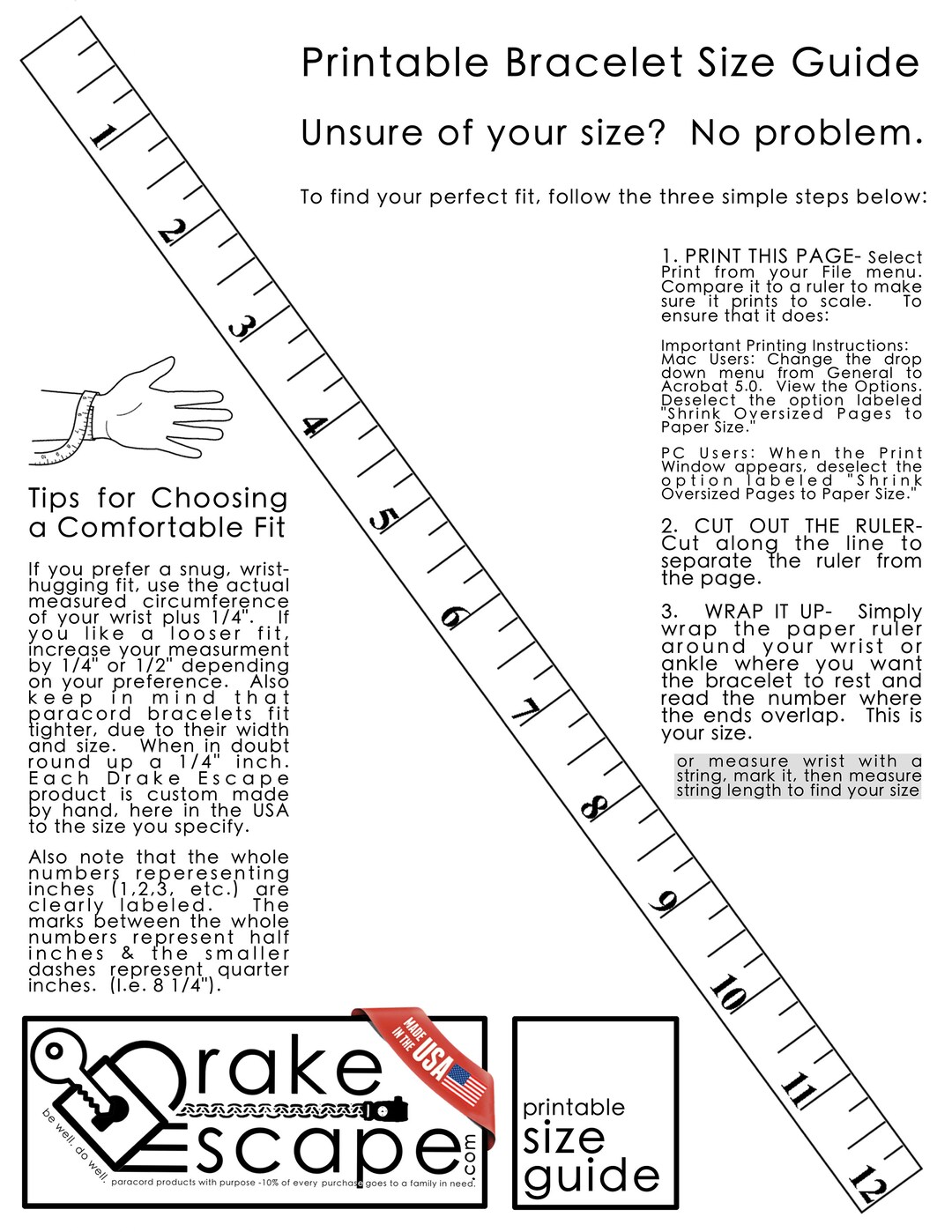 Printable Size Guide to Help Ensure the Perfect Fit. - Etsy