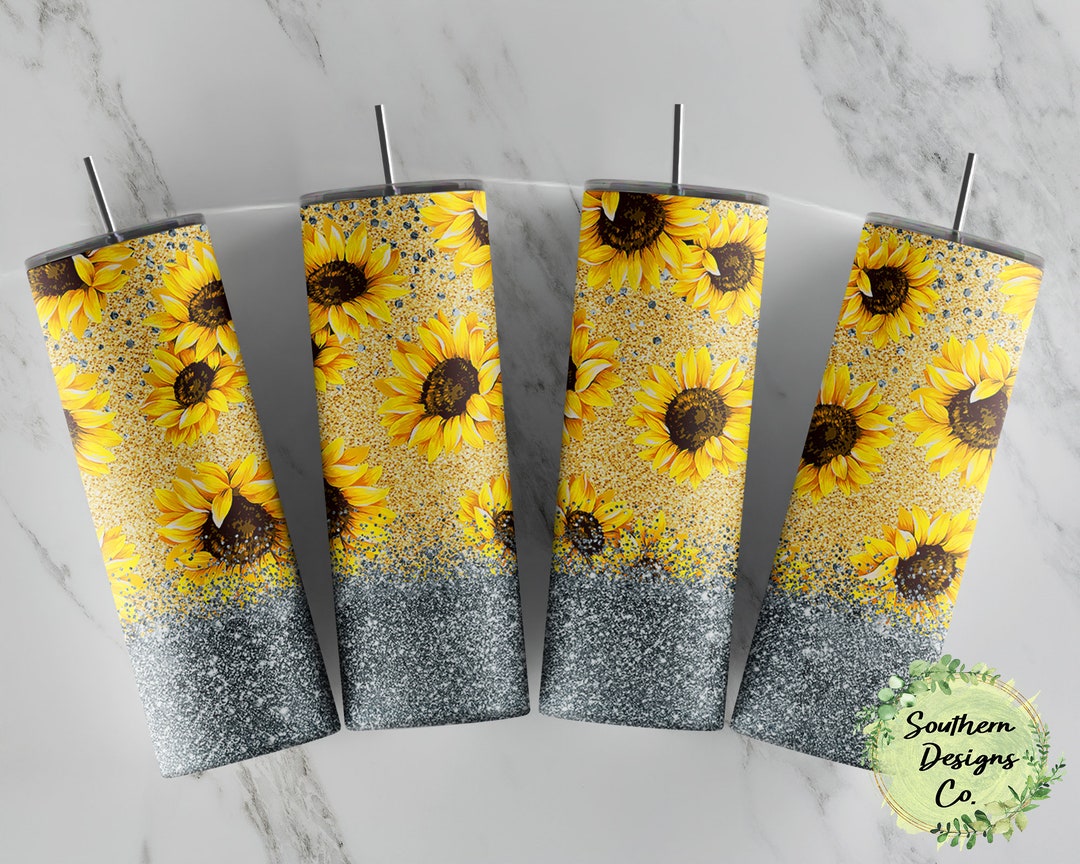 Sunflower Silver Glitter Ombre PNG | Digital Download for Sublimation ...