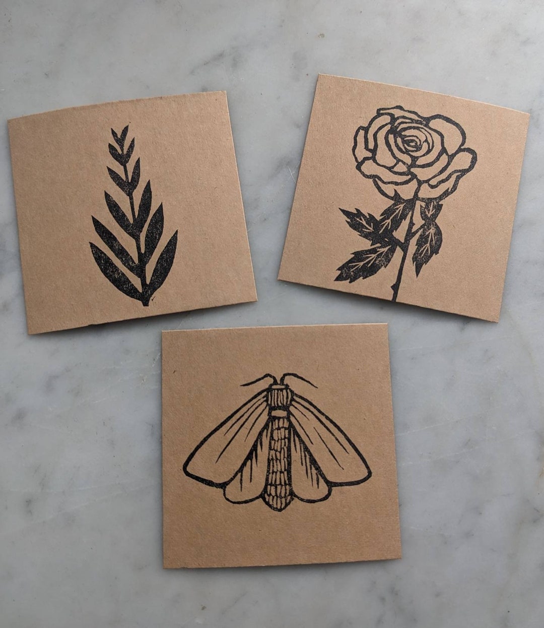 Bundle • Mini Linocut Prints • 3x3 • Handprinted - Etsy