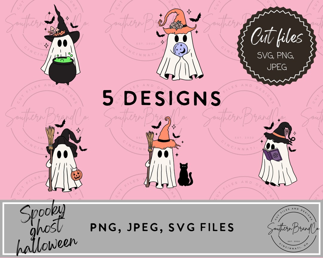 Halloween Spooky Ghost SVG Bundle of 5 Spooky Ghost Bundle - Etsy