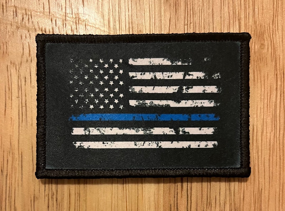 Police Blue Line Hook and Loop Patch - 2" X 3" - Etsy