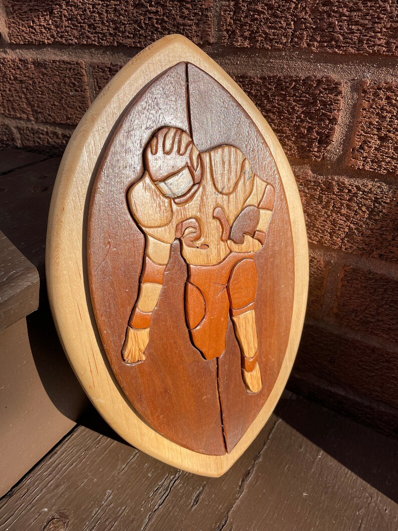 Charming Vintage Sports Themed Wood Intarsia Football Player - Etsy
