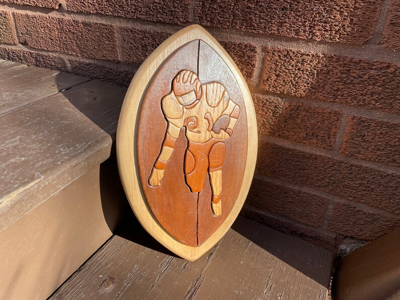 Charming Vintage Sports Themed Wood Intarsia Football Player - Etsy