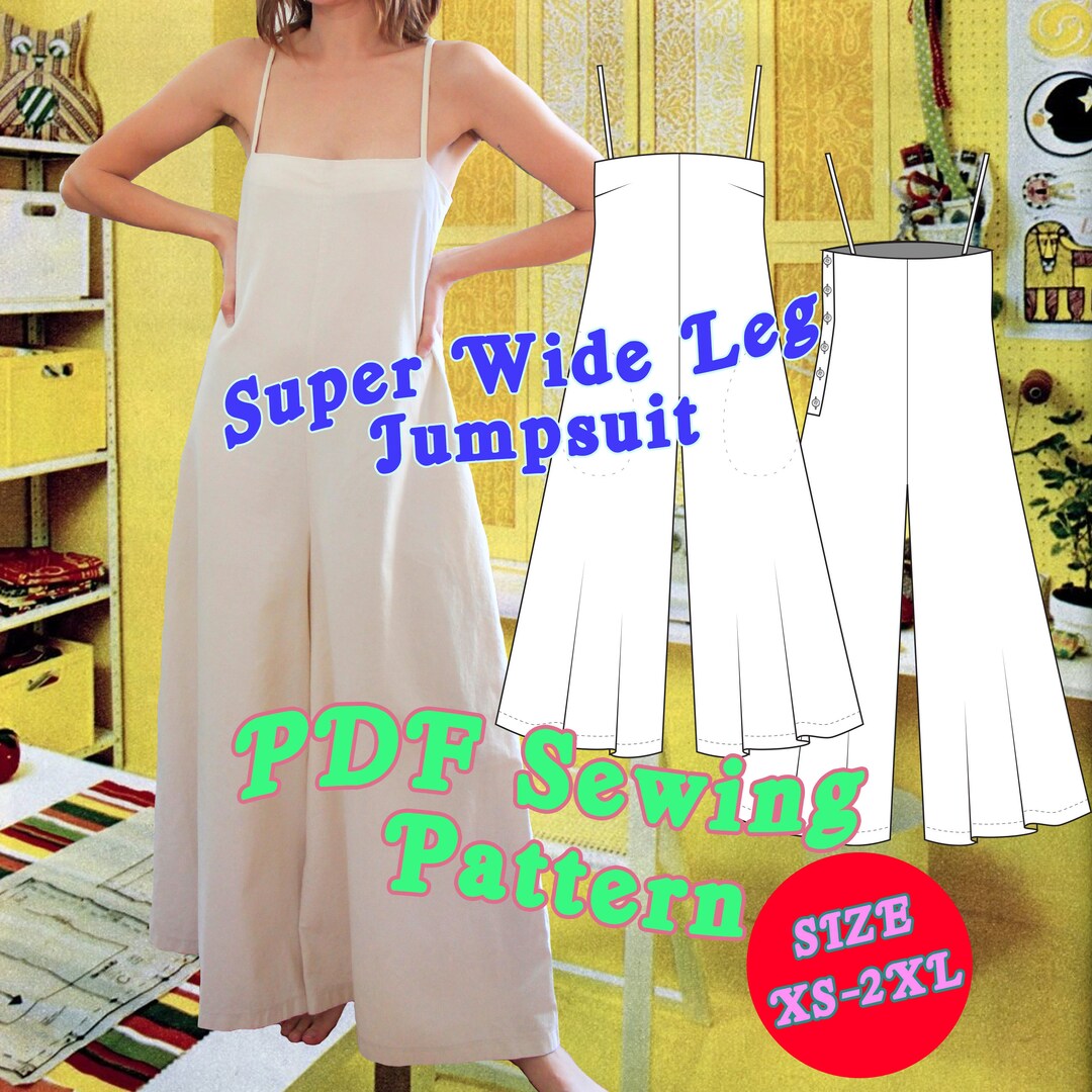 Super Wide Leg Jumpsuit - PDF Sewing Pattern & Instructions - Instant ...