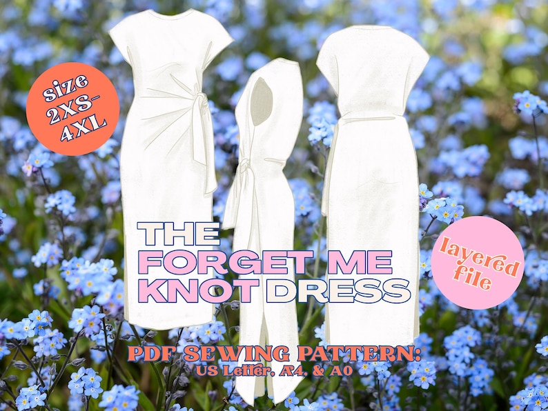 Forget Me Knot Dress - Sewing Pattern & Instructions - PDF Download ...