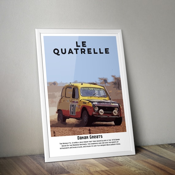 Renault 4L Dakar Rally Retro Classic Art Poster Print | Etsy