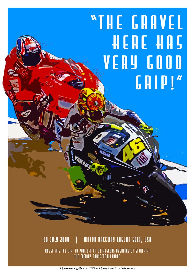 Valentino Rossi Casey Stoner Motogp Art Poster Print Laguna Seca - Etsy