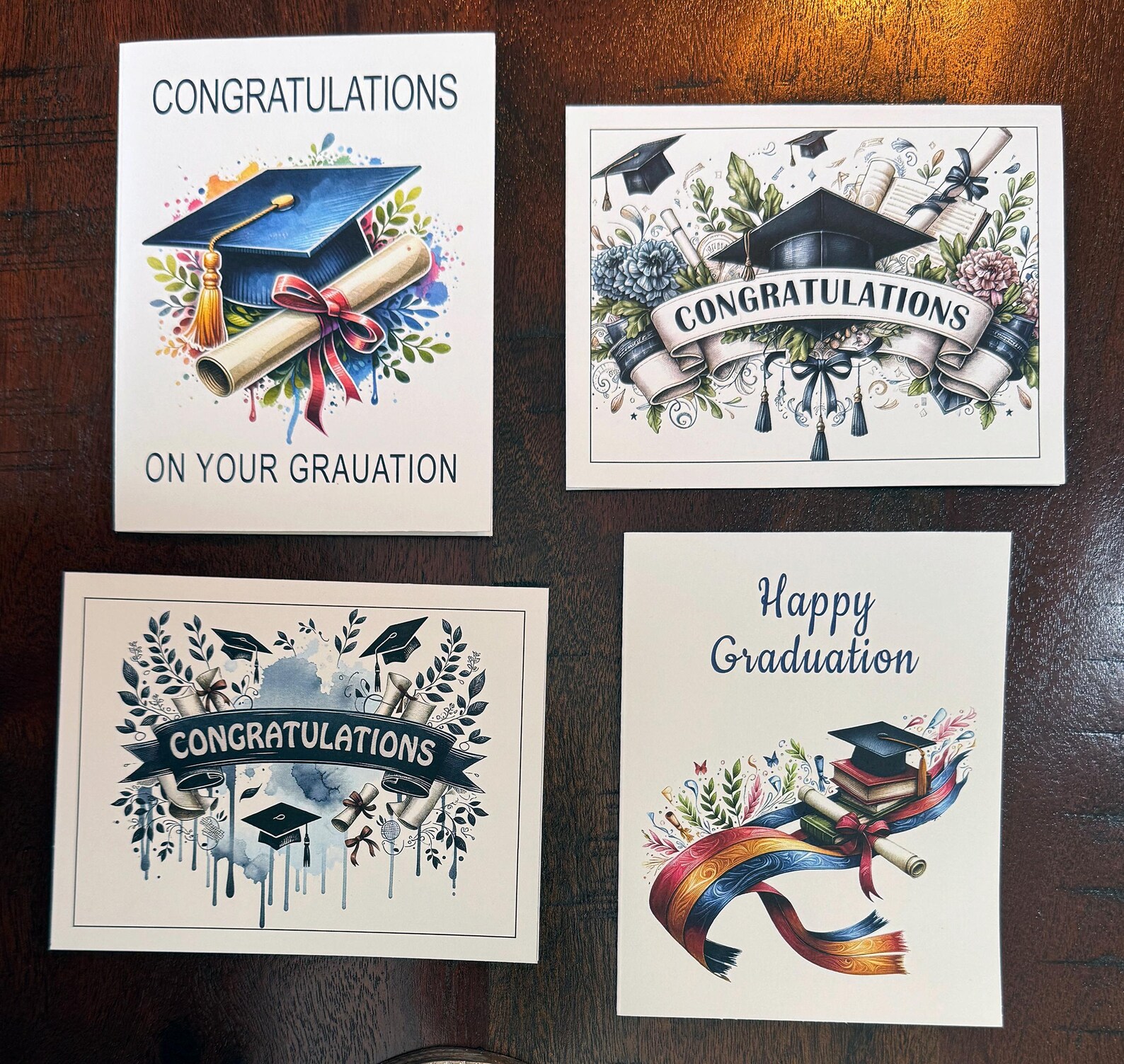 Graduation Congratulations Card – Scrolls, Florals, Tassels ...