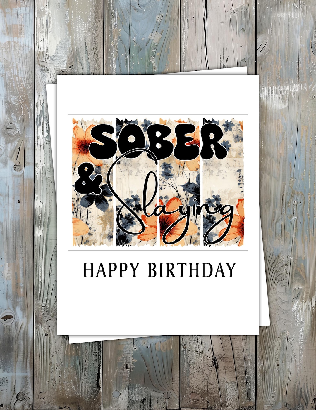 Sobriety Recovery Birthday Card – Sober & Slaying – “happy Birthday ...