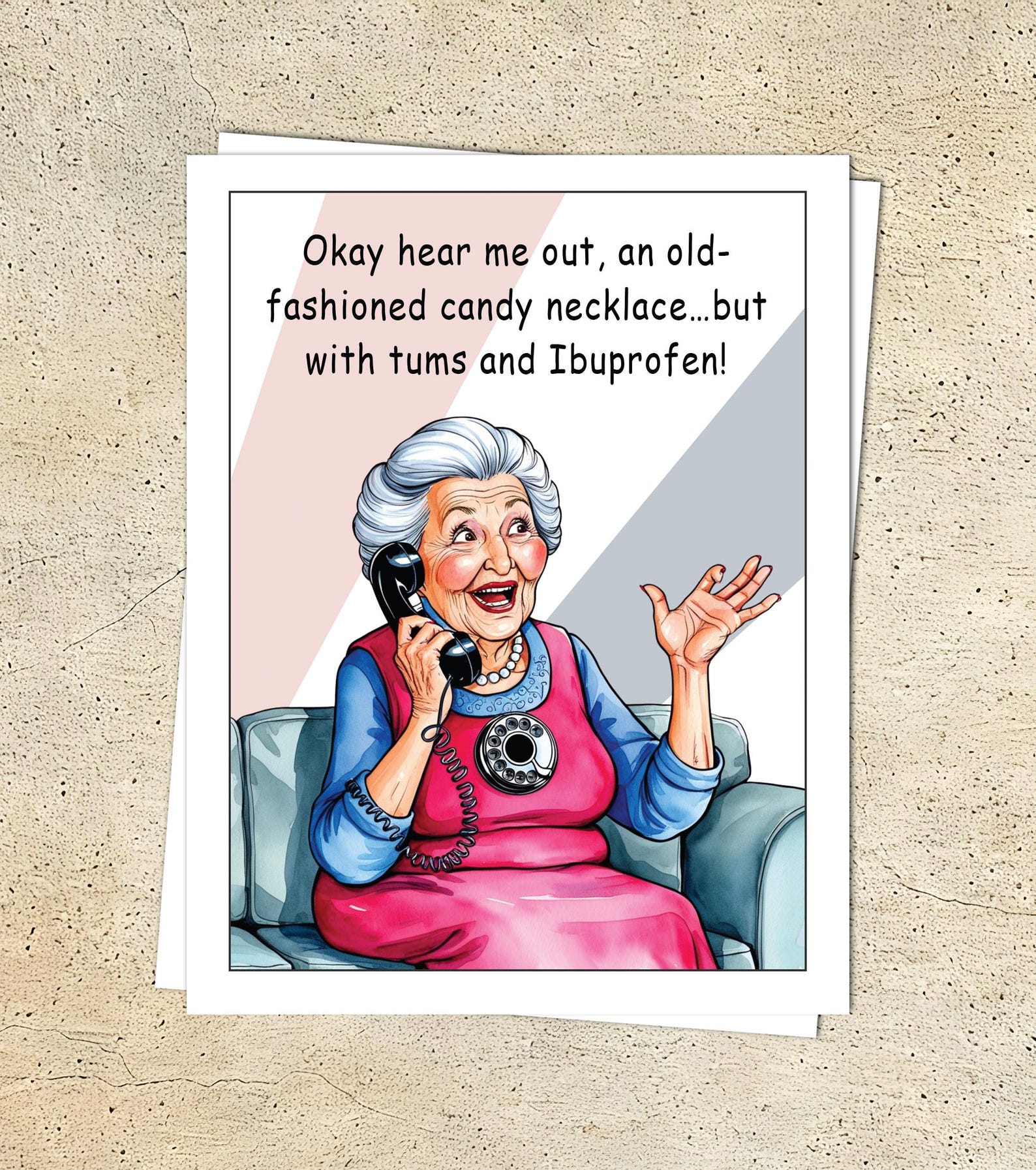 Funny Senior Humor Greeting Card – Rotary Phone Lady With Candy ...