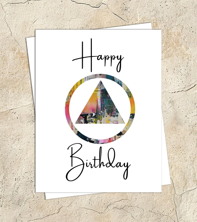 Sobriety Recovery Birthday Card – AA Symbol – “happy Birthday ...