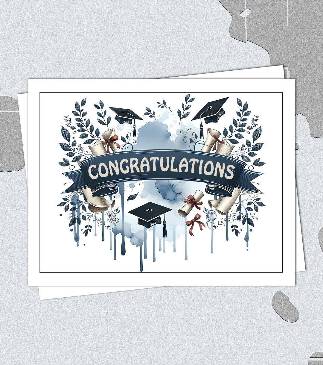 Graduation Congratulations Card – Leaves, Tassels, and Graduation Caps ...