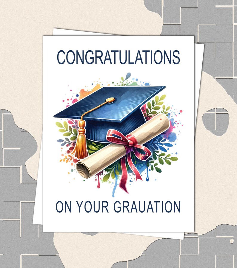 Graduation Congratulations Card – Cap & Scroll – “congratulations on ...