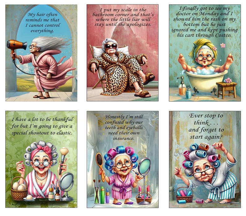 Sassy Old Lady Humor Card – Scale in the Corner, Waiting for Apology - Etsy