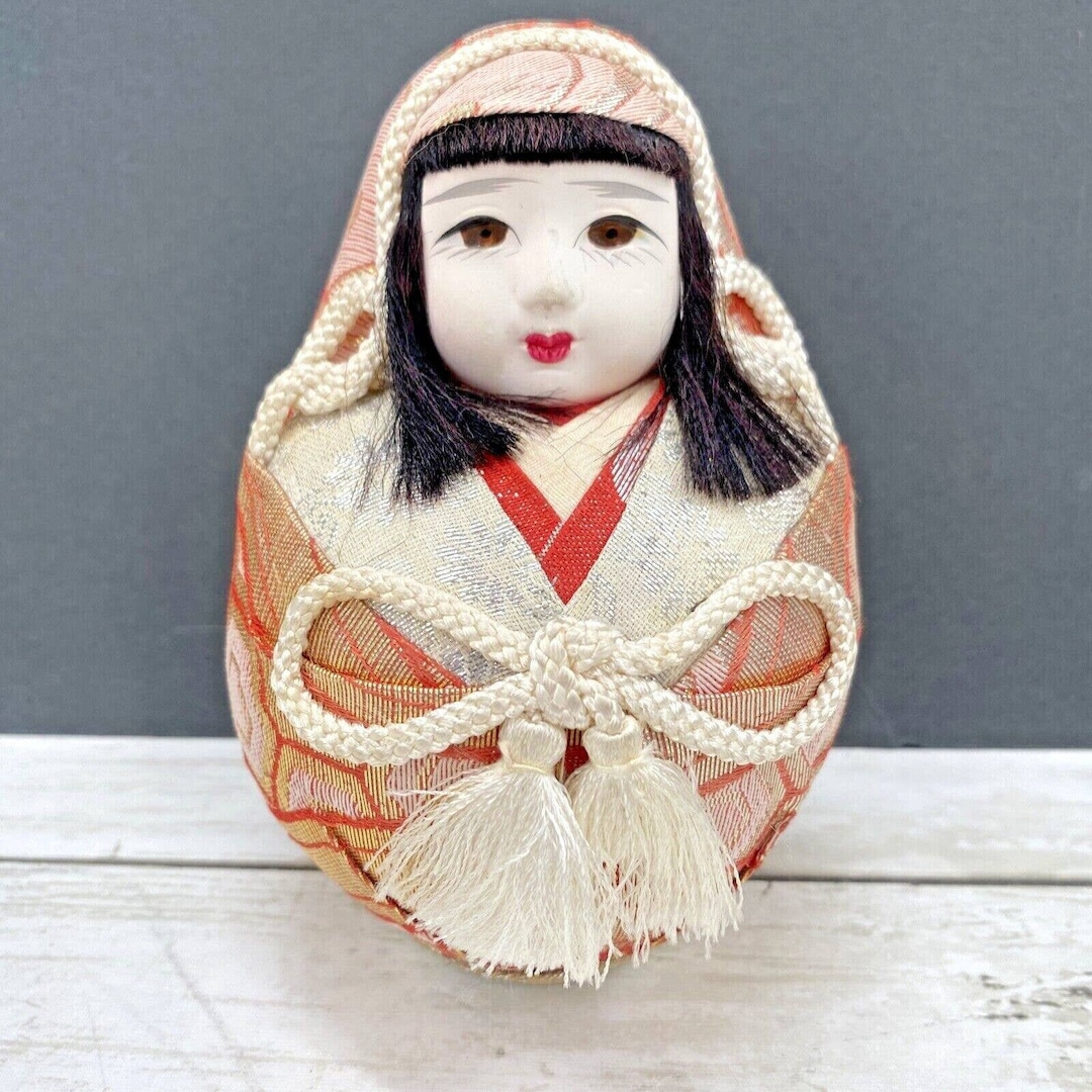 Vintage Japanese Wedding Doll Roly Poly Hime Daruma Doll Brocade 5 ...