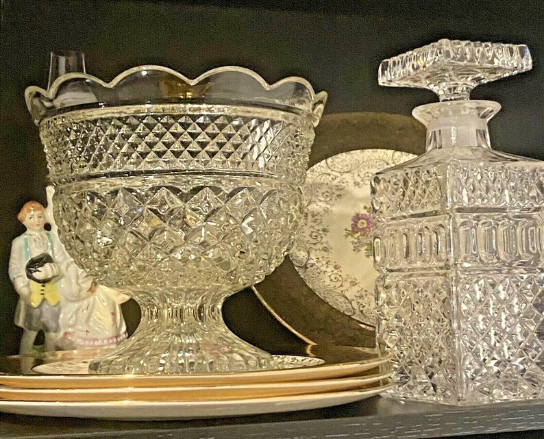 Vintage Anchor Hocking Crystal Wexford Glass Centerpiece Footed Bowl - Etsy