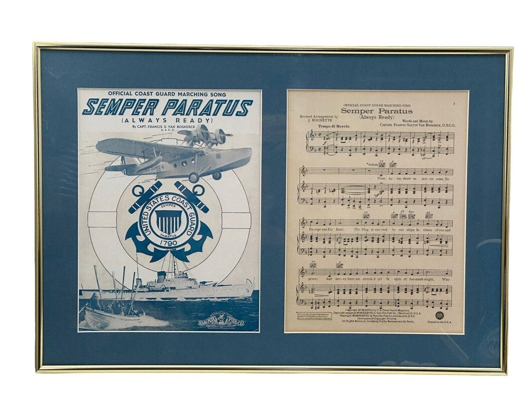 Semper Paratus (always Ready) COAST GUARD Marching Song FRAMED 1938 - Etsy
