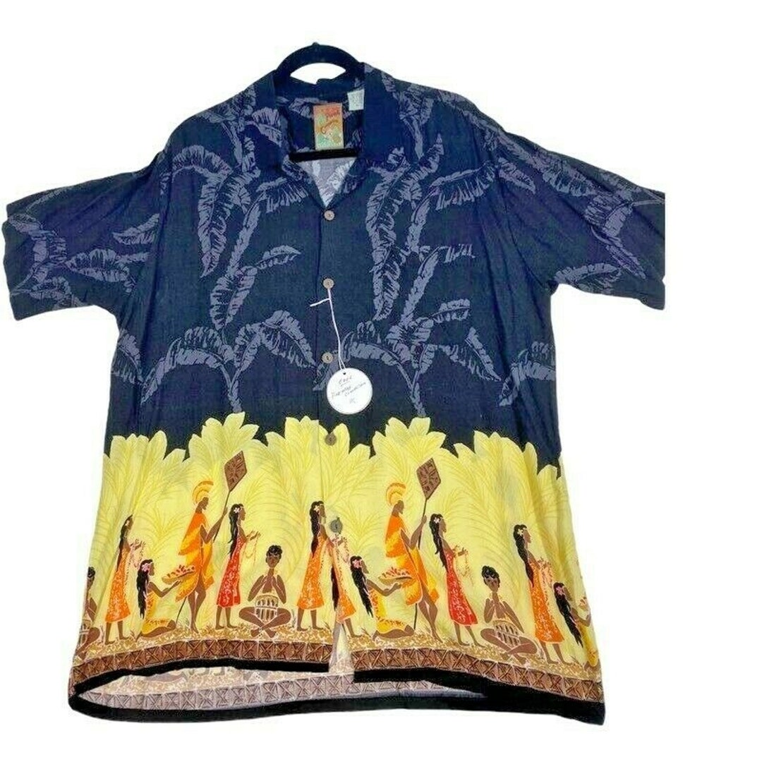 Pineapple Connection Mens Hawaiian Shirt Black Human Figures Aloha ...