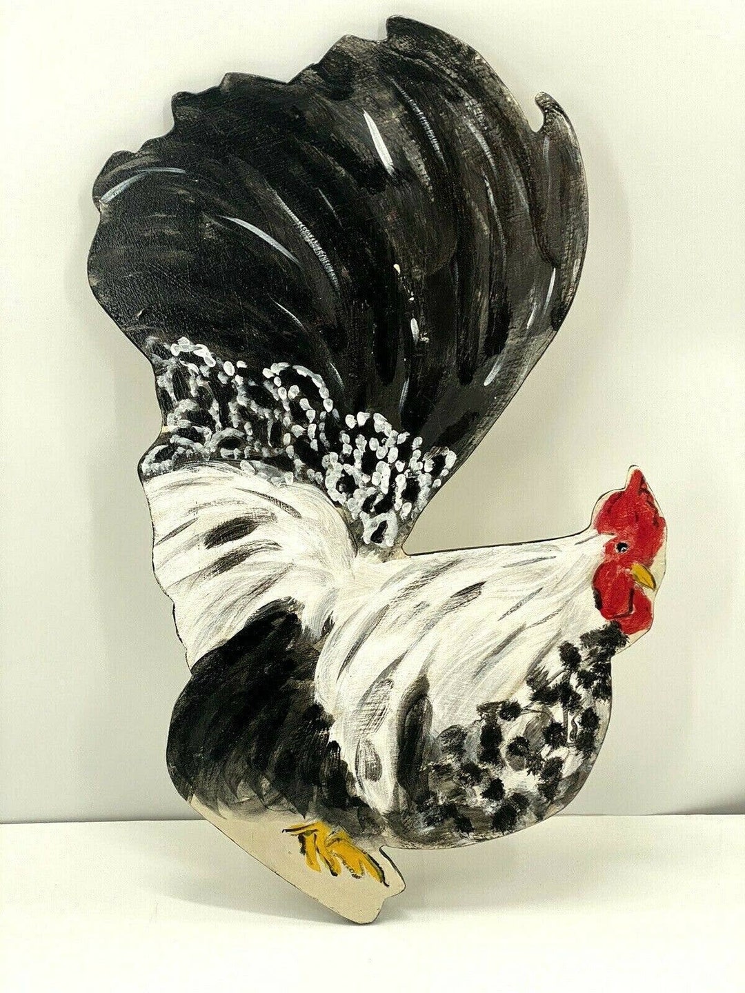 Large Wooden Japanese Bantam Rooster Chicken Hand Crafted Painted Sign ...