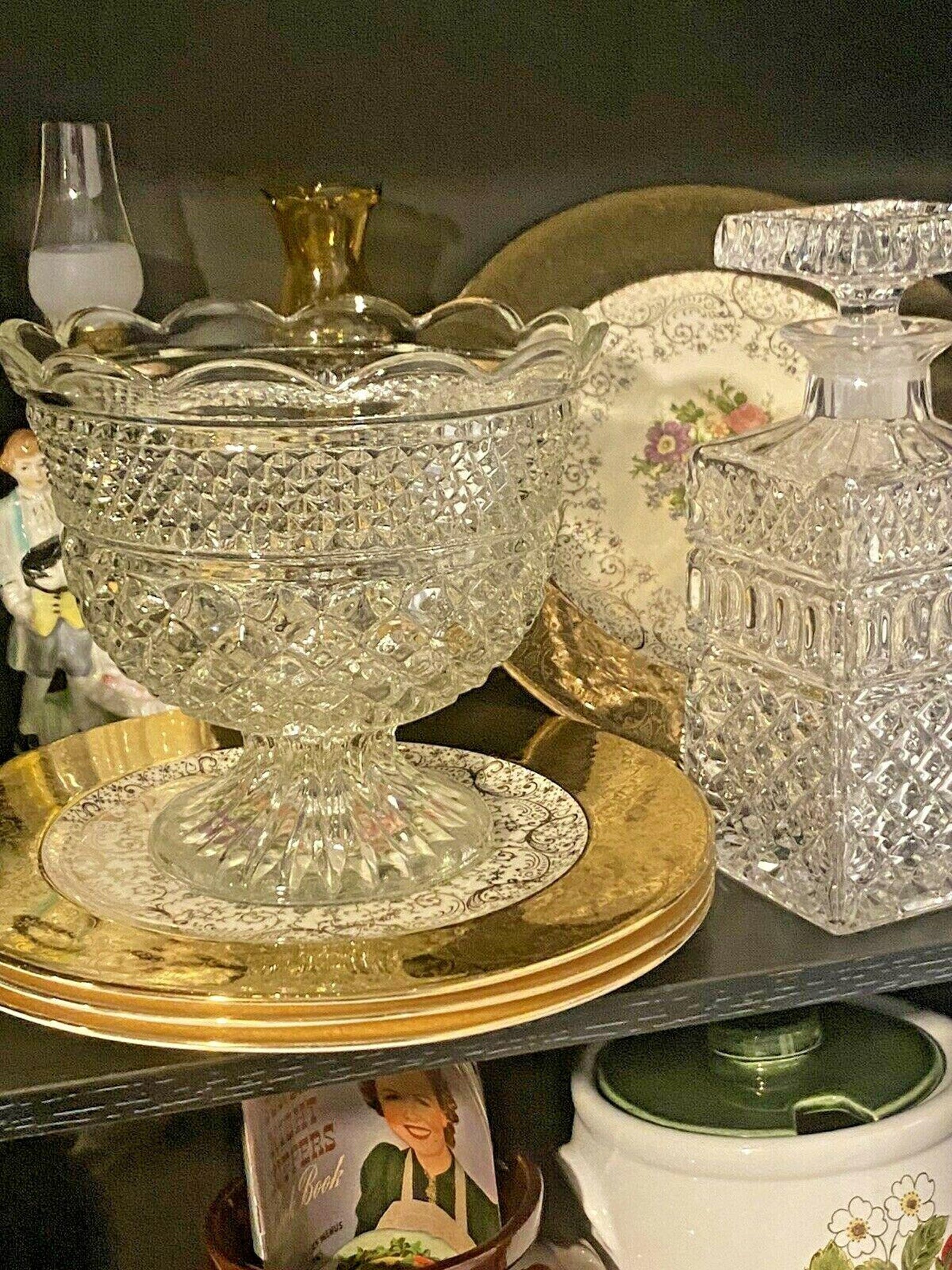 Vintage Anchor Hocking Crystal Wexford Glass Centerpiece Footed Bowl - Etsy