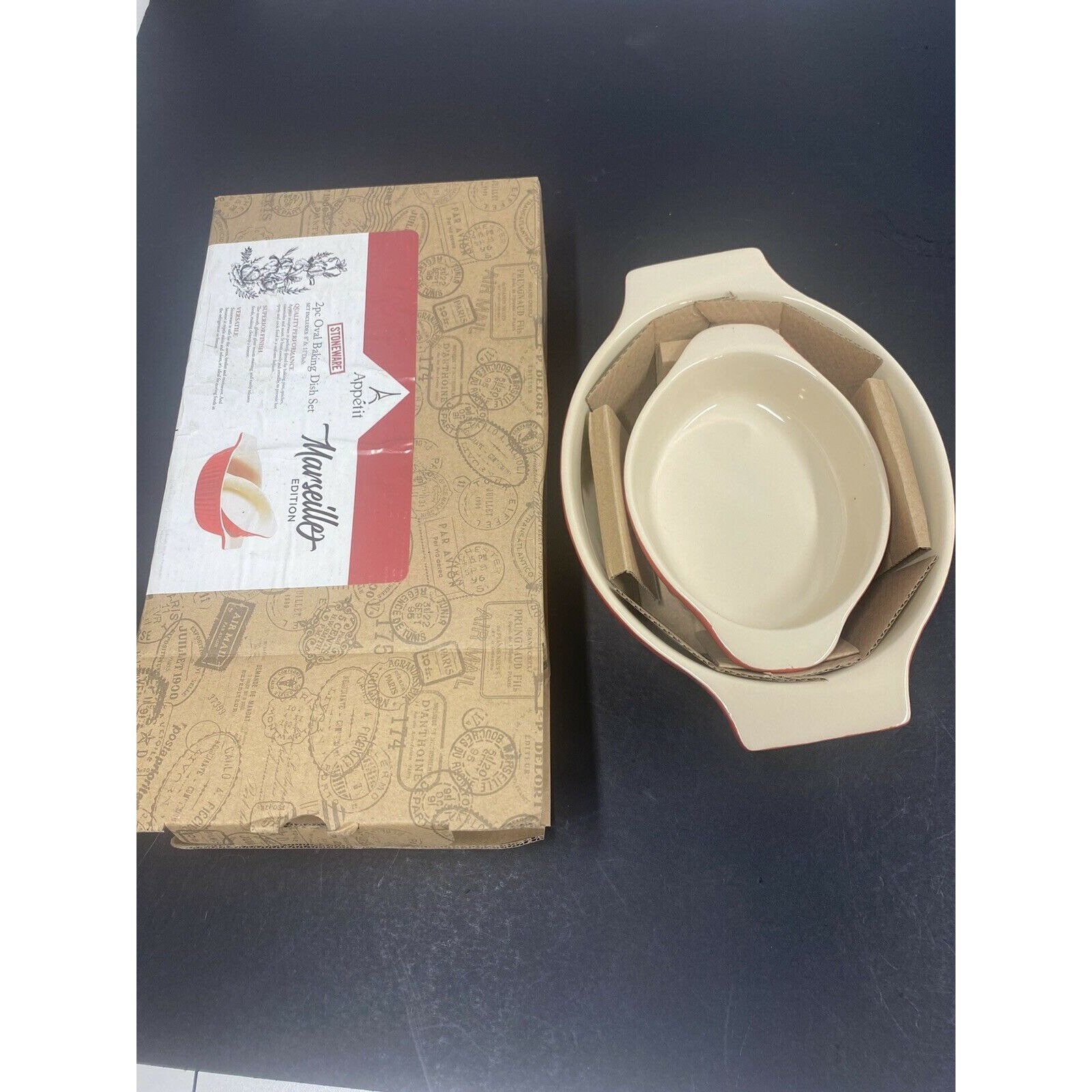 Appetit French Stoneware 2 Piece Oval Baking Dish Set Red | Etsy