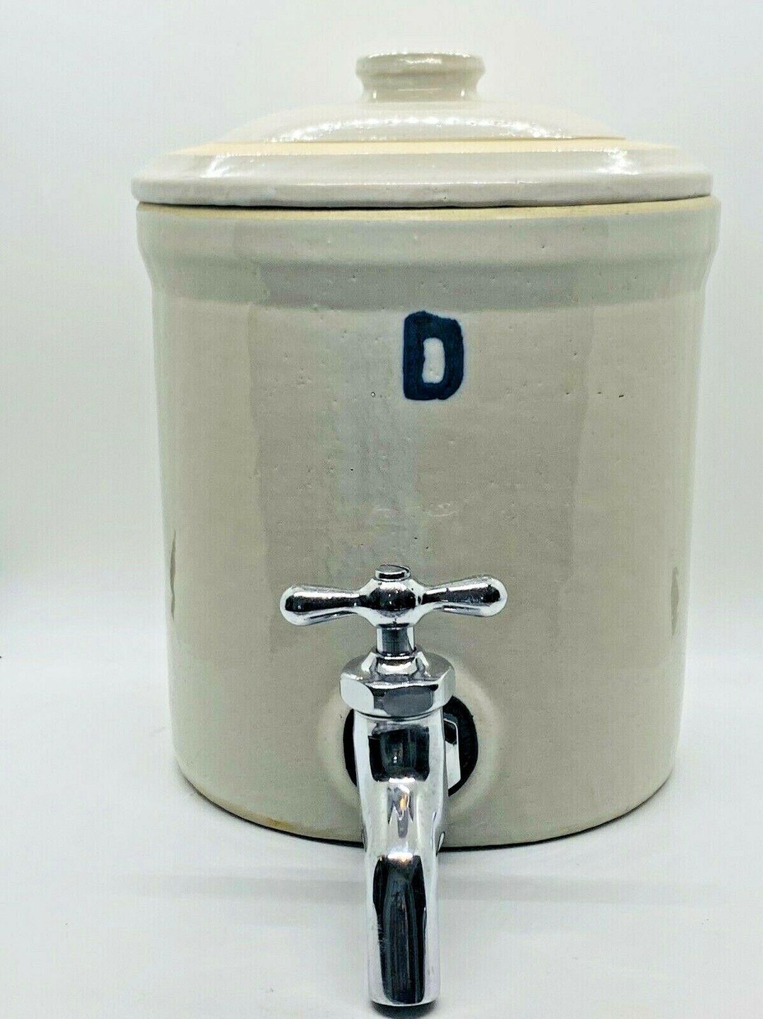 1930's Letter D Antique Water Faucet Dispenser Crock W/lid Nappanee ...