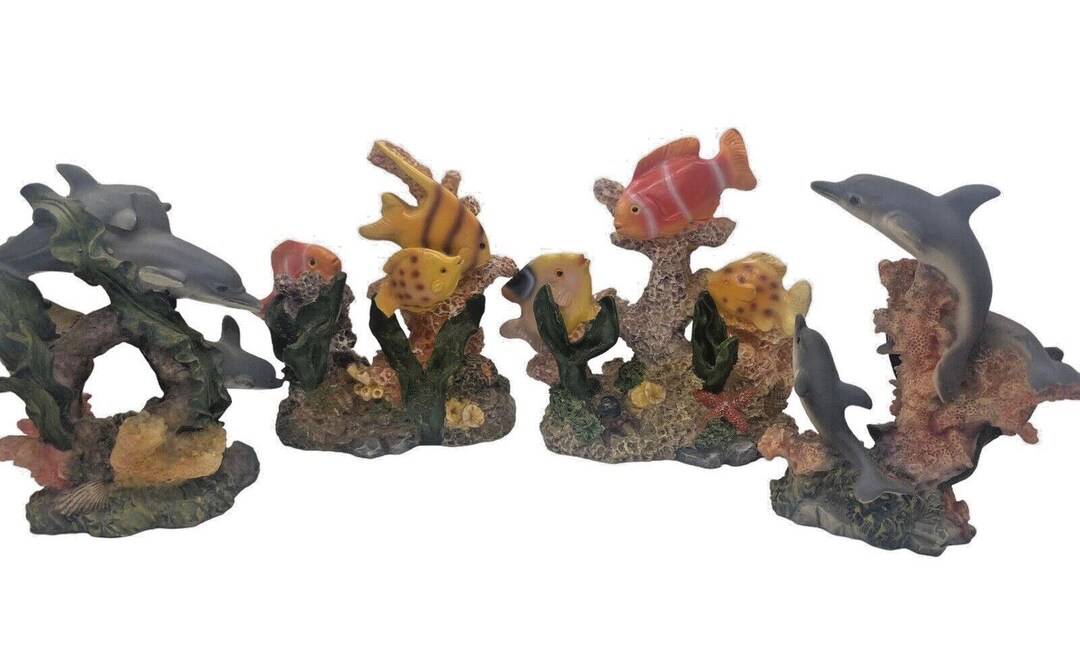 Coral Reef Aquarium Fish Sea Life Dolphins Resin Table Top Figurines ...