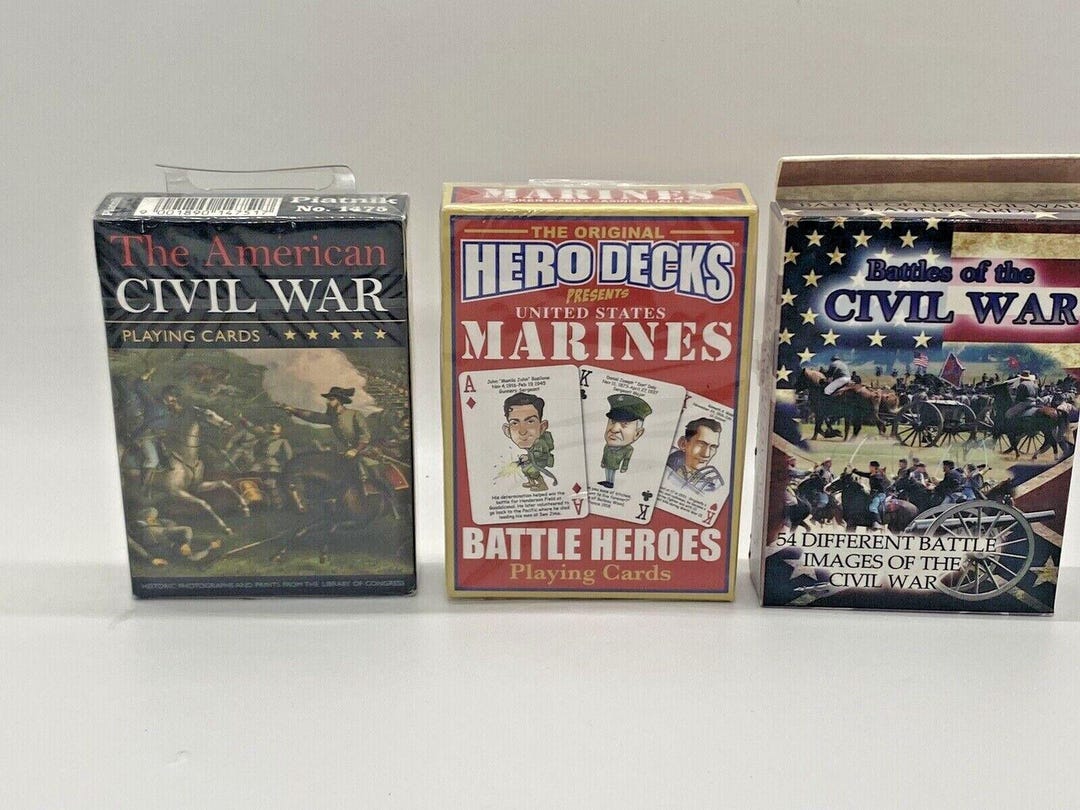 Military Playing Cards Civil War and U.S. Marines Memorabilia Cards Lot ...