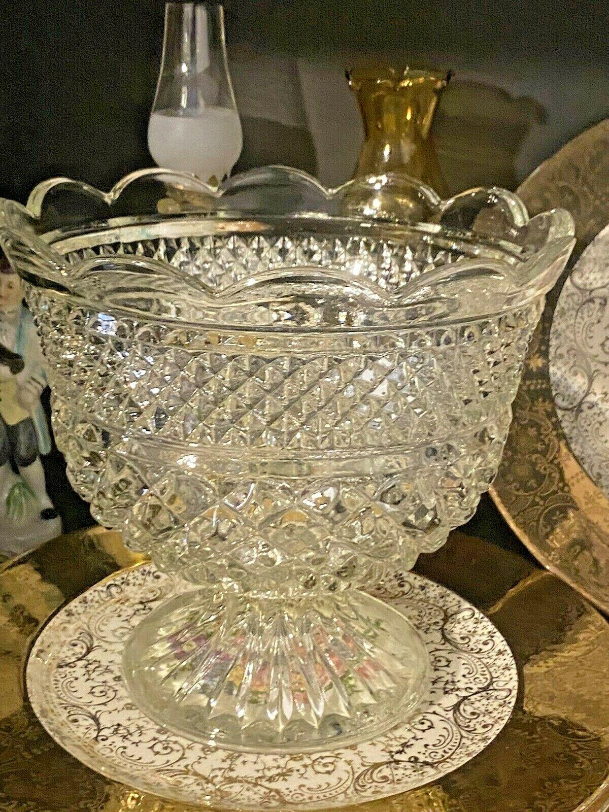 Vintage Anchor Hocking Crystal Wexford Glass Centerpiece Footed Bowl - Etsy