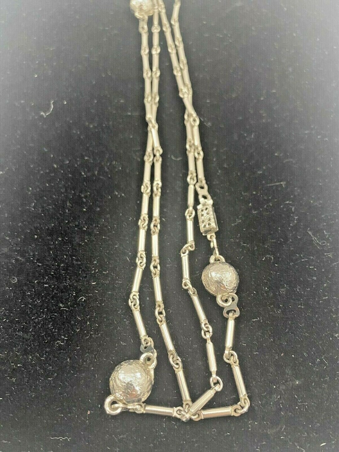 Vintage Long Chain Necklace Metal Ball Bauble Silver Lariat Rope - Etsy