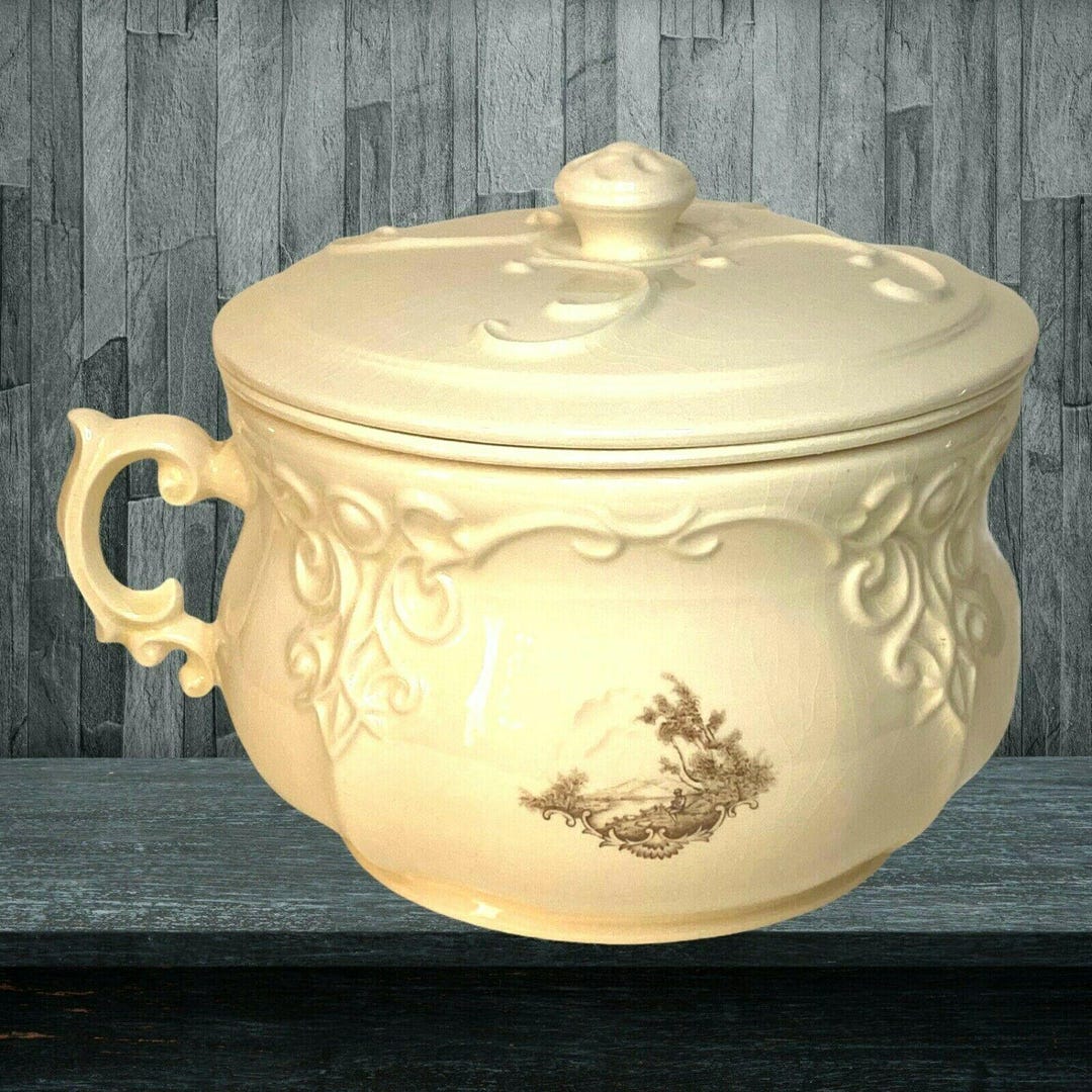 Arnel's FISHERMAN 3pc Chamber Pot 1976 Bowl With Splash Cover & Lid ...