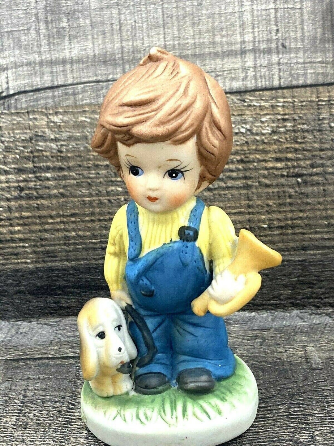 Vintage Bugle Boy With Dog Trumpet Porcelain Small Figurine Figure ...